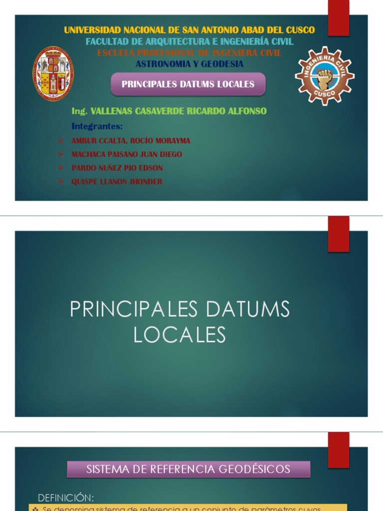 Principales Datums Locales | PDF | Geodesia | Sistema coordinado