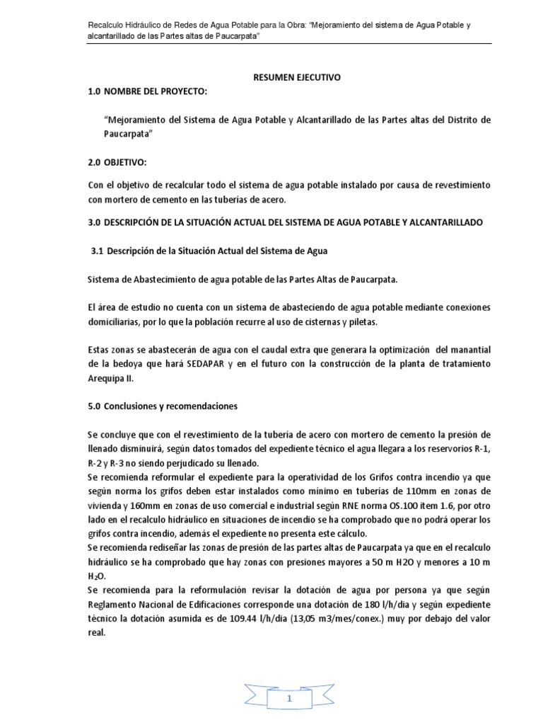 Recalculo Hidráulico Agua Paucarpata | PDF | Alcantarillado | Red de ...