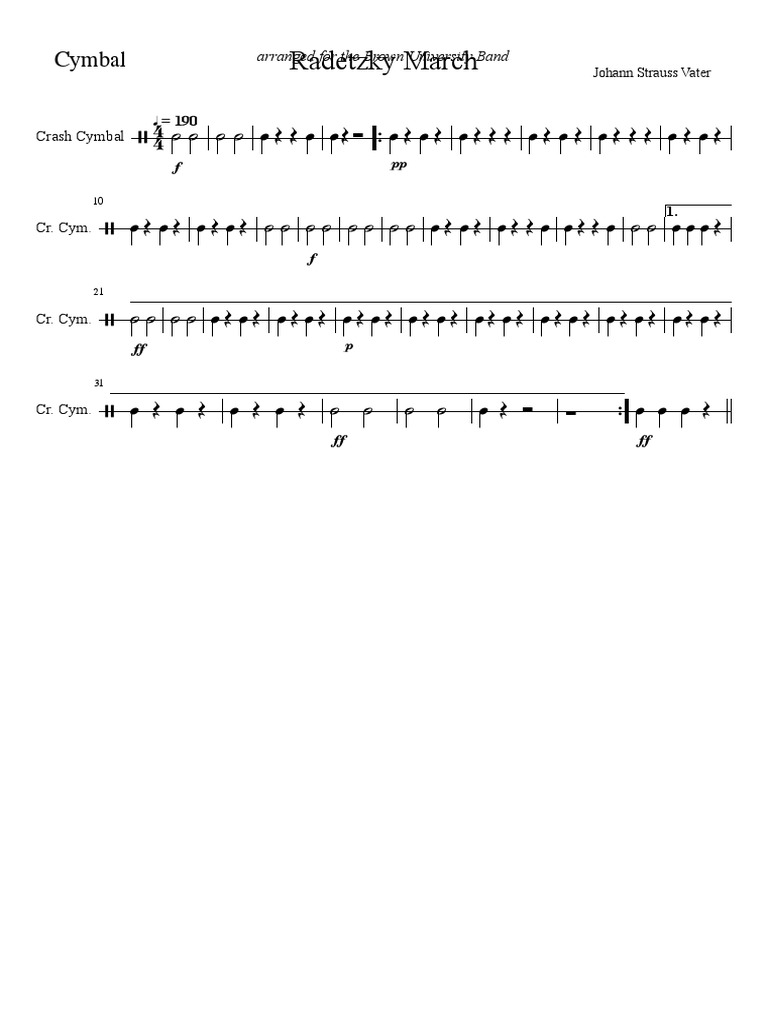 Radetzky March Cymbal | PDF | Compositions | March Music
