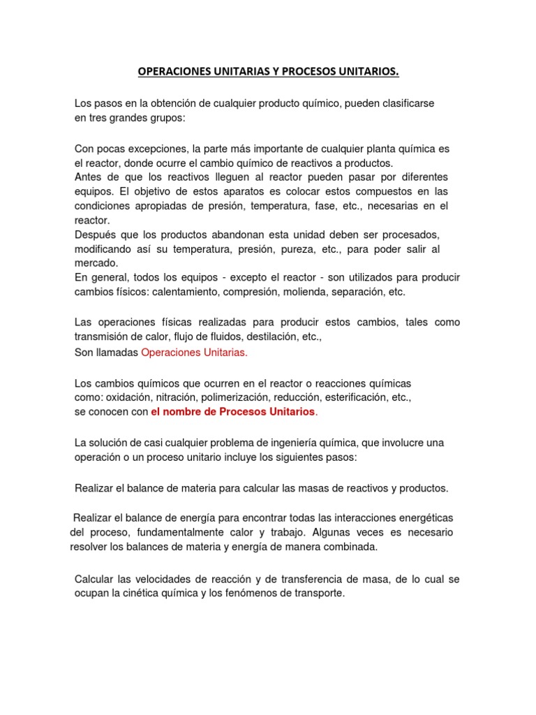 Operaciones Unitarias y Procesos Unitarios | PDF | Destilación ...