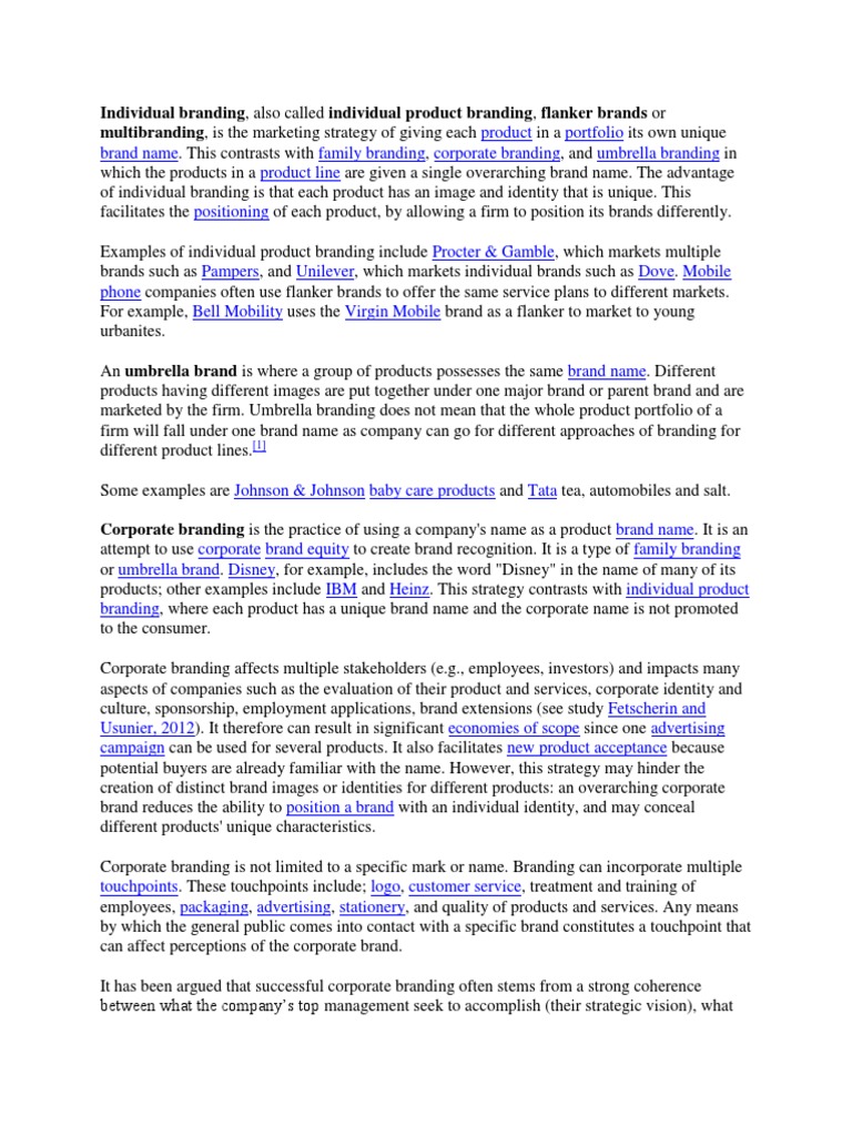 Individual, family and combination brand names explained | PDF | Brand ...