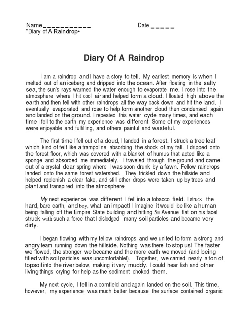 Diary of A Raindrop: Form The Form | PDF | Soil | Landscape