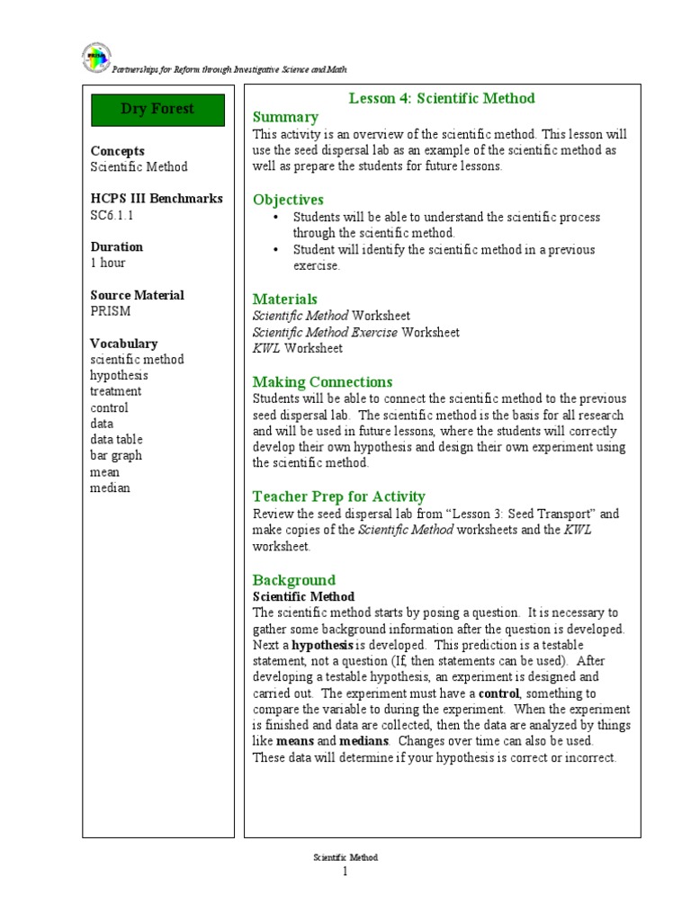 Scie Method Lesson 4 | PDF | Scientific Method | Experiment