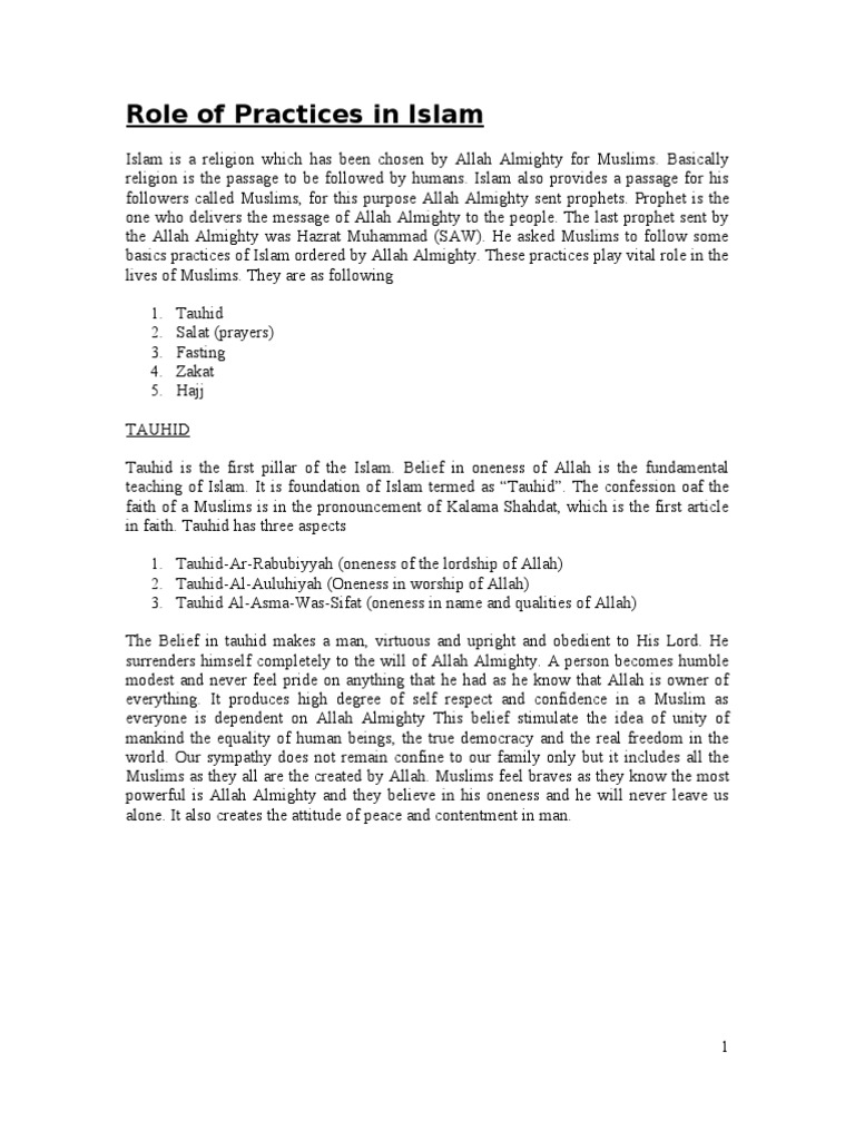 Role of Practices in Islam | PDF | Hajj | Tawhid
