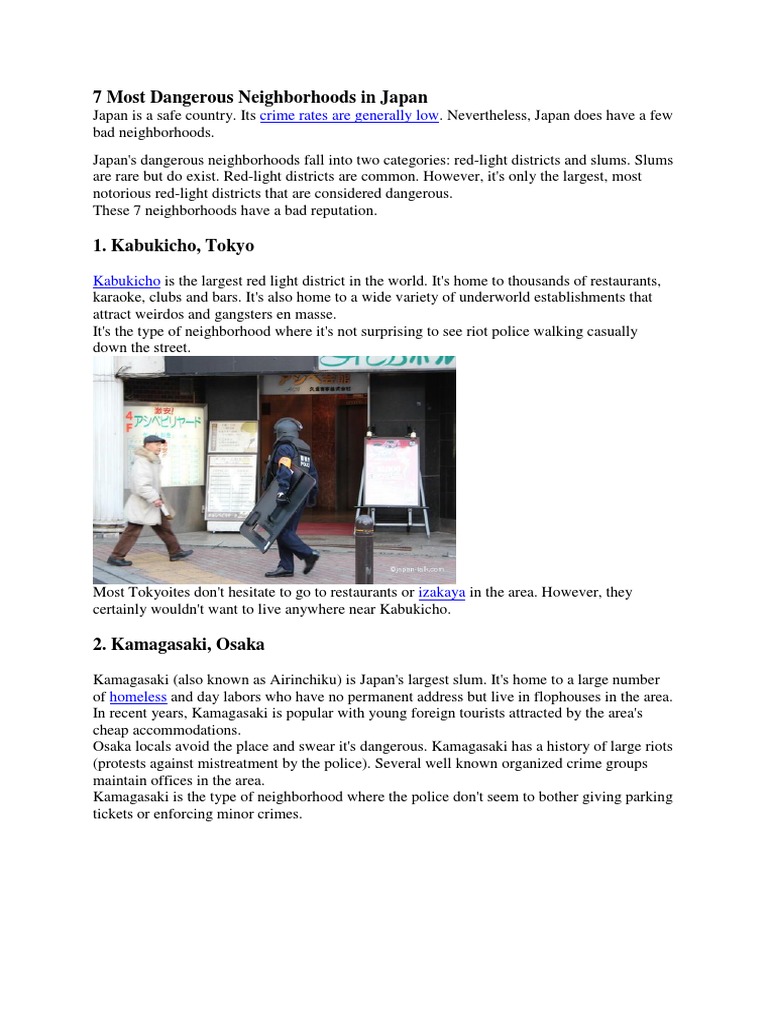 7 Most Dangerous Neighborhoods in Japan | PDF | Japan