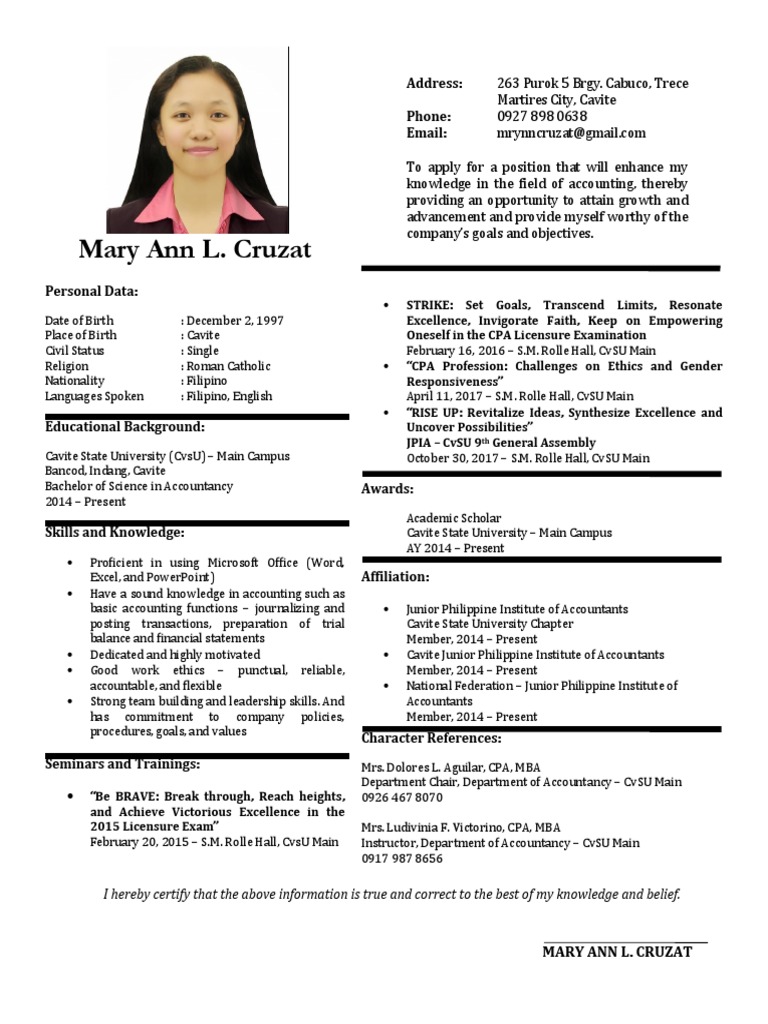 Mary Ann-Resume | PDF | Certified Public Accountant | Accounting
