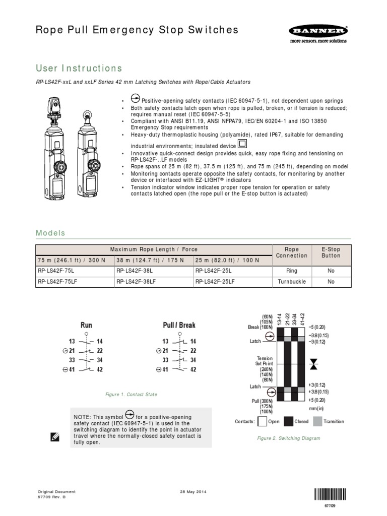 Rope Pull Emergency Stop Switches: User Instructions | PDF | Electrical ...