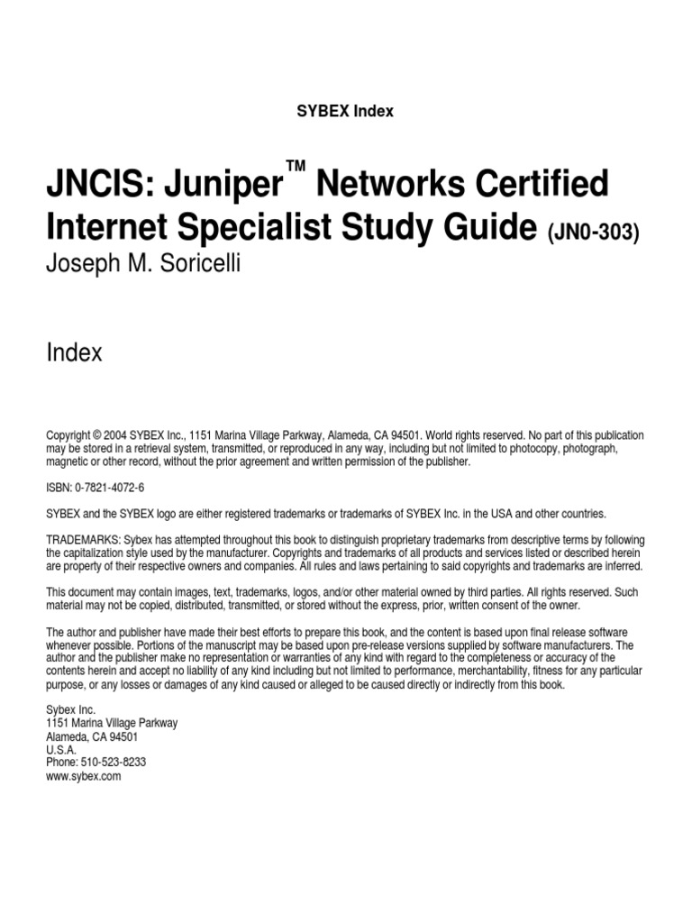 JNCIS: Juniper Networks Certified Internet Specialist Study Guide | PDF | Router (Computing ...