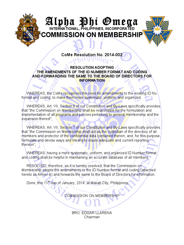 Resolution Number 2014 002 | PDF | Fraternities And Sororities