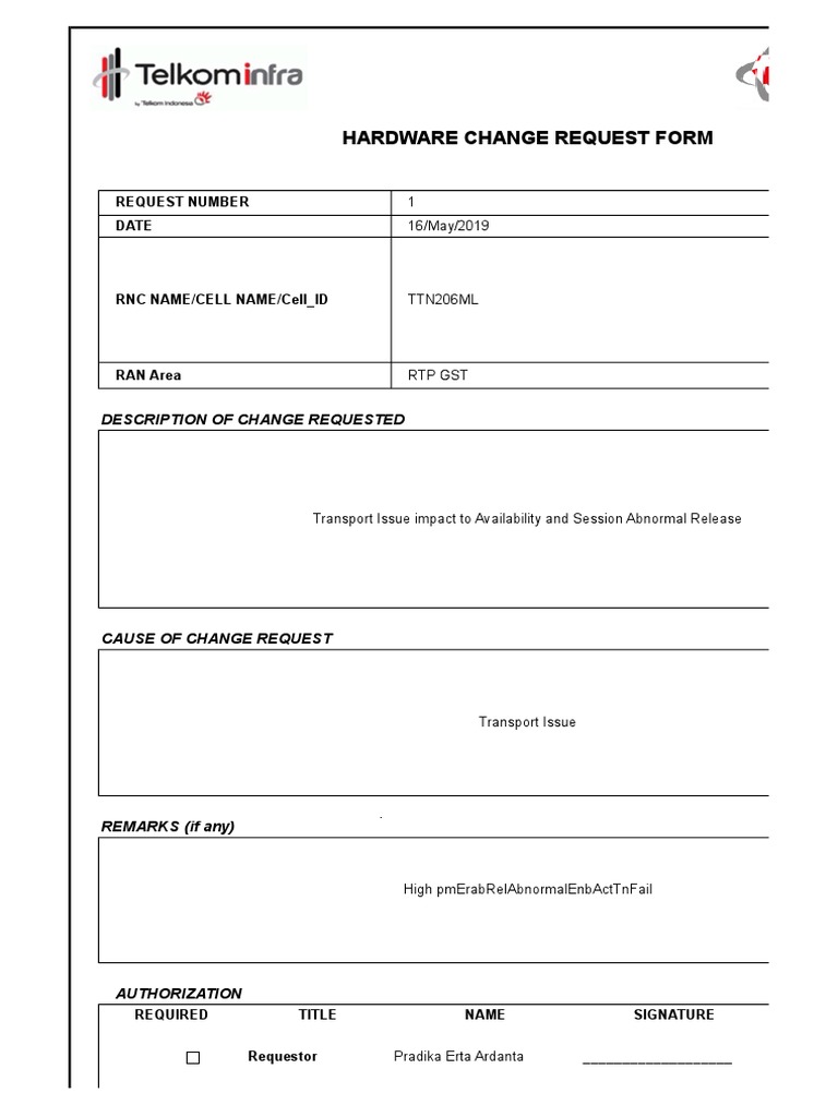 Hardware Change Request Form | PDF | Science & Mathematics | Technology ...