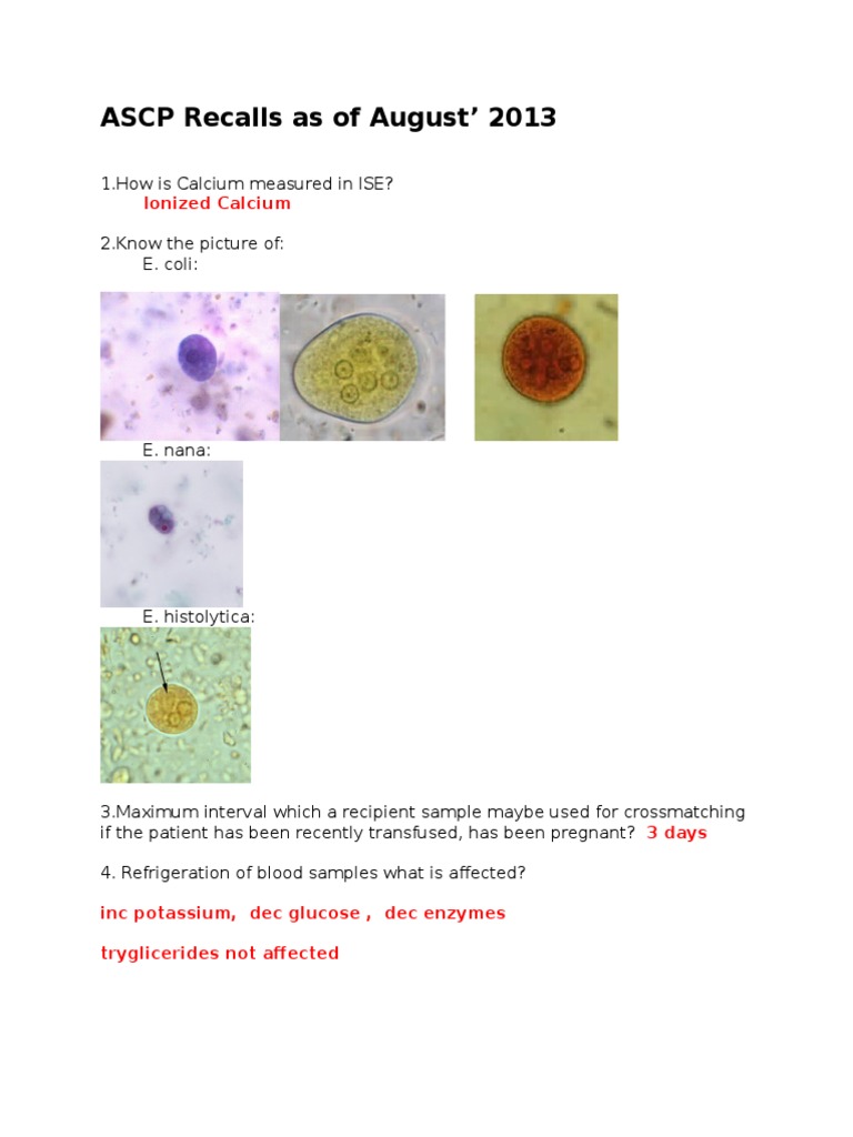 ASCP Recalls As of August' 2013: Ionized Calcium | PDF | Systemic Lupus Erythematosus | Immunology