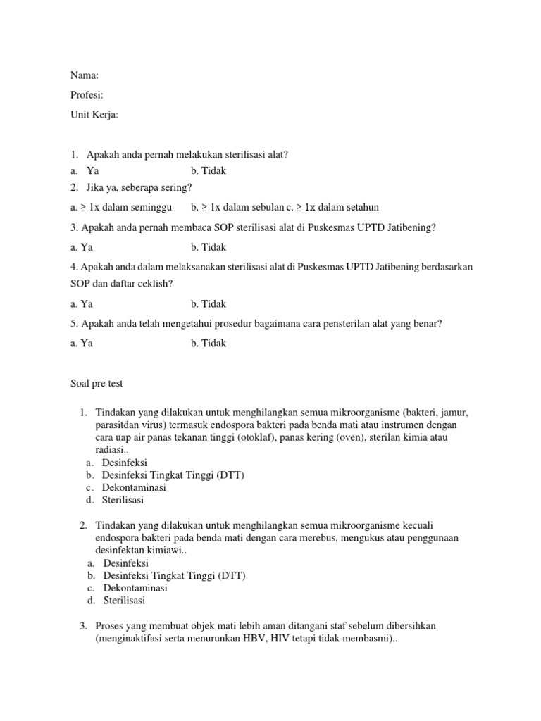 Soal Pre Post Test | PDF