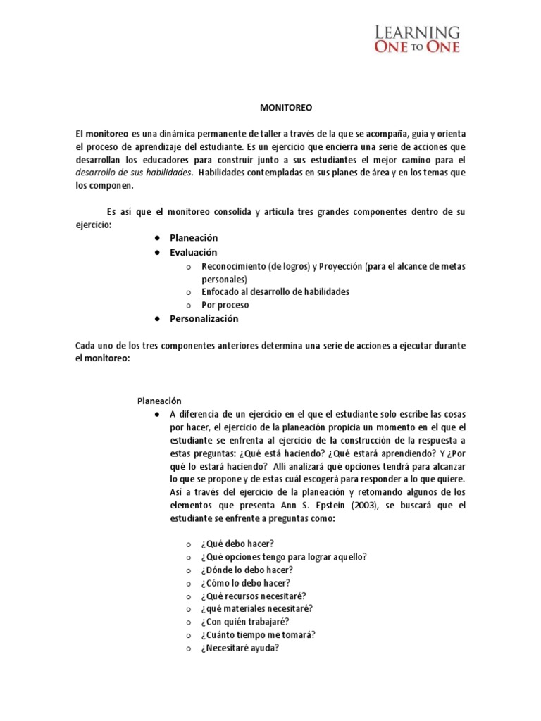 Monitoreo Efectivo | PDF | Planificación | Evaluación