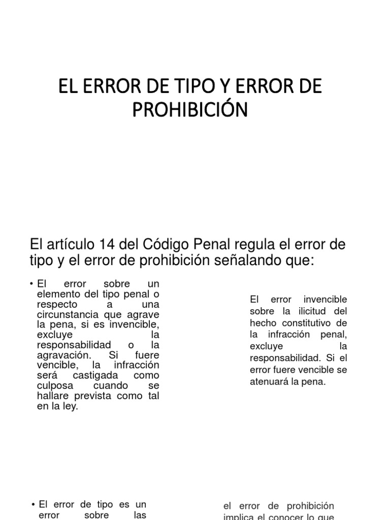 Error de Tipo y Prohibicion | PDF | Intención (Derecho Penal) | Derecho ...