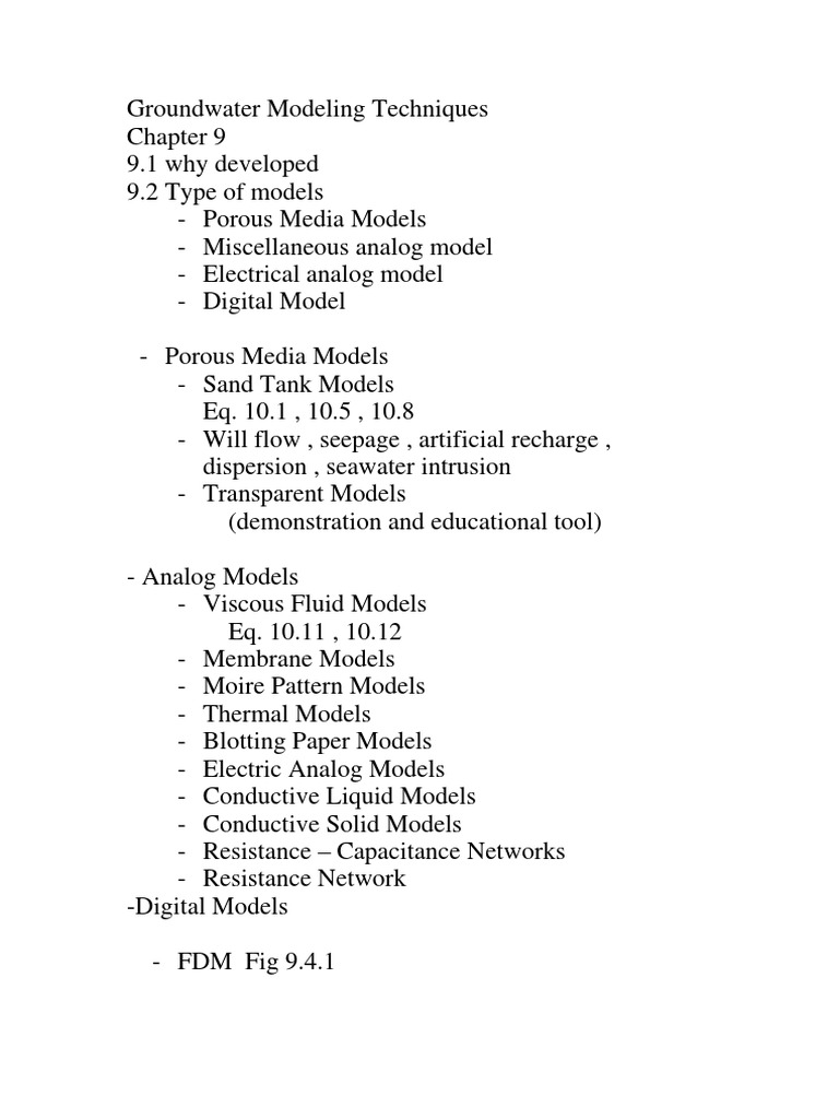 C 9 Groundwater Modeling Techniques | PDF