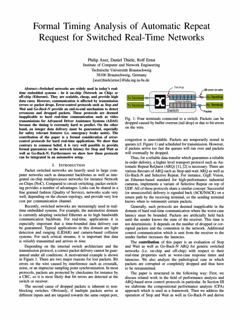Formal Timing Analysis of Automatic Repeat Request For Switched Real ...