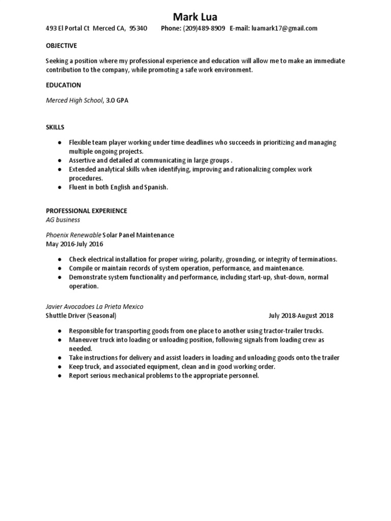 Mark Lua Resume | PDF