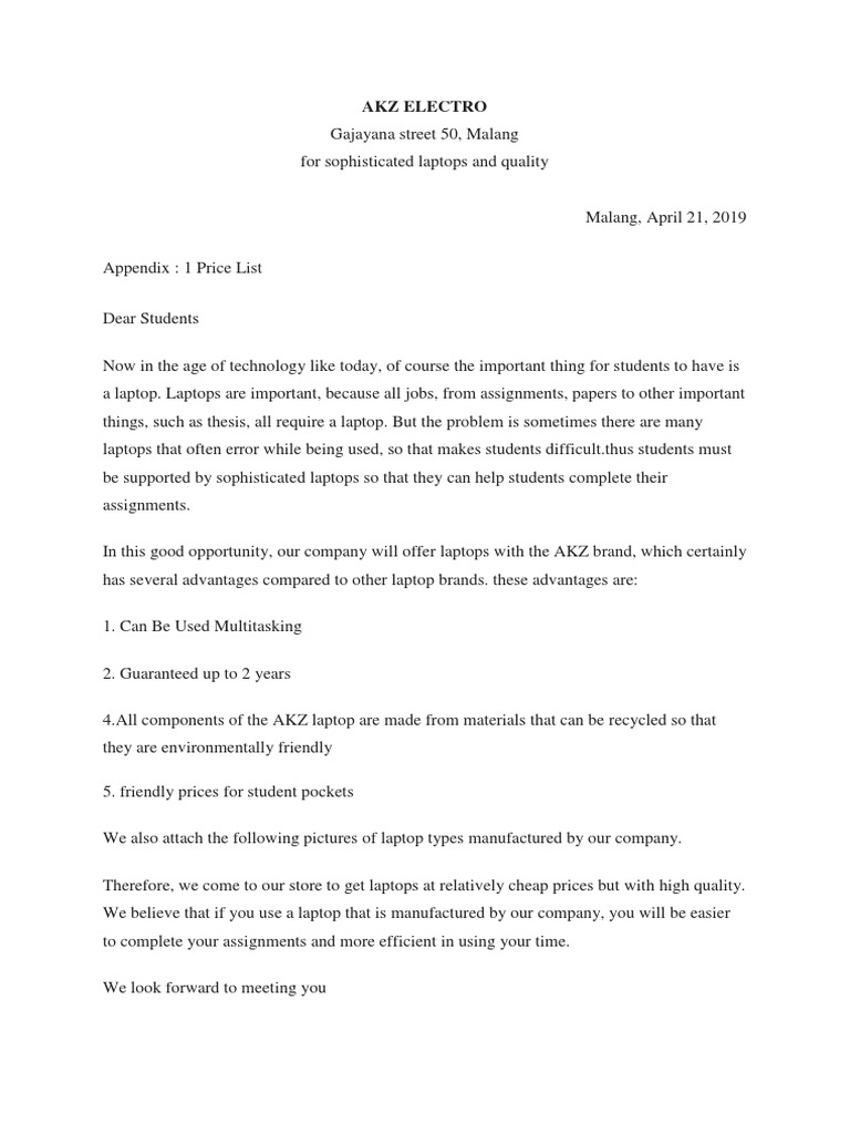 Sales Letter Laptop | PDF