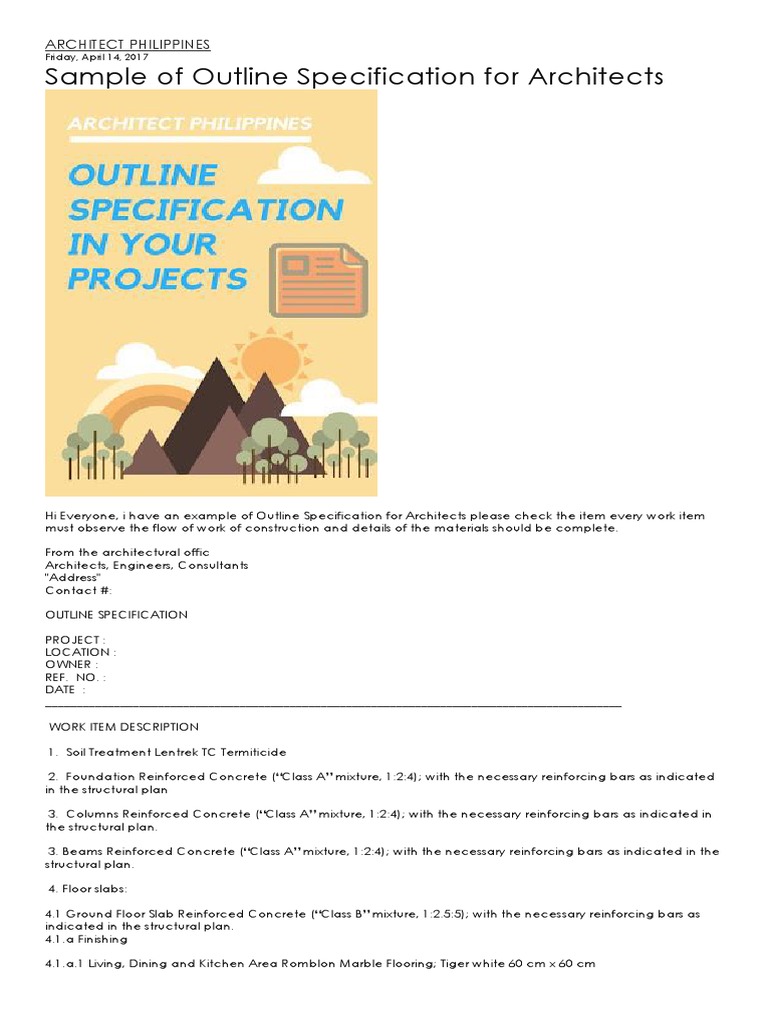 Sample of Outline Specification For Architects: Architect Philippines ...