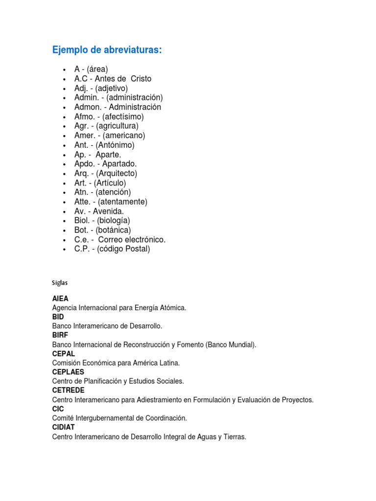 Ejemplo de Abreviaturas | PDF | México | Business