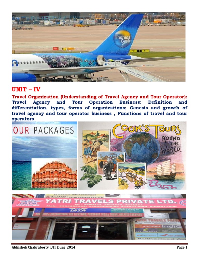 Tourism UNIT - 4 PDF | PDF | Travel Agency | Service Industries