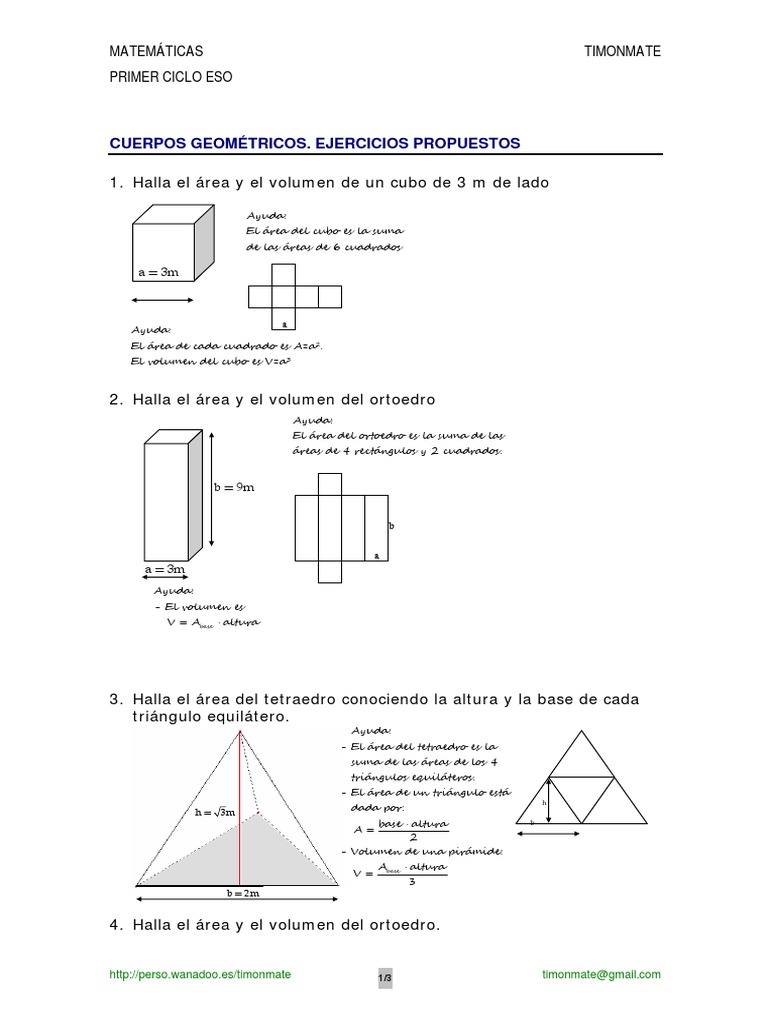 Ejercicios de Calculo de Volumenes | Geometria clasica | Formas geométricas