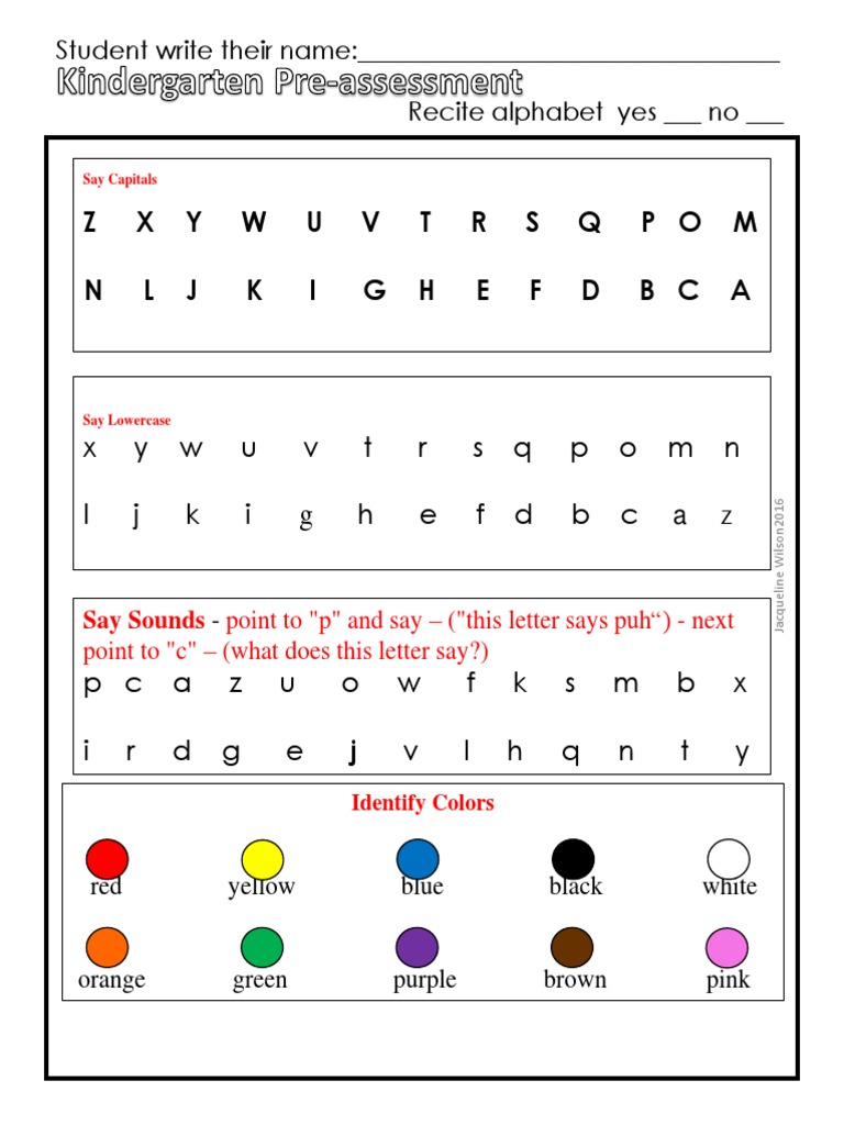 Pre K Assessment | PDF | Linguistics | Writing