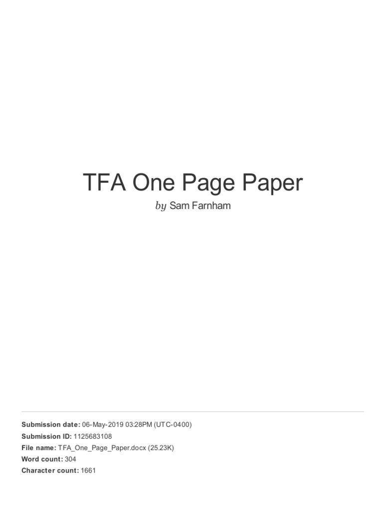 Tfa One Page Paper | PDF | Essays | Human Communication