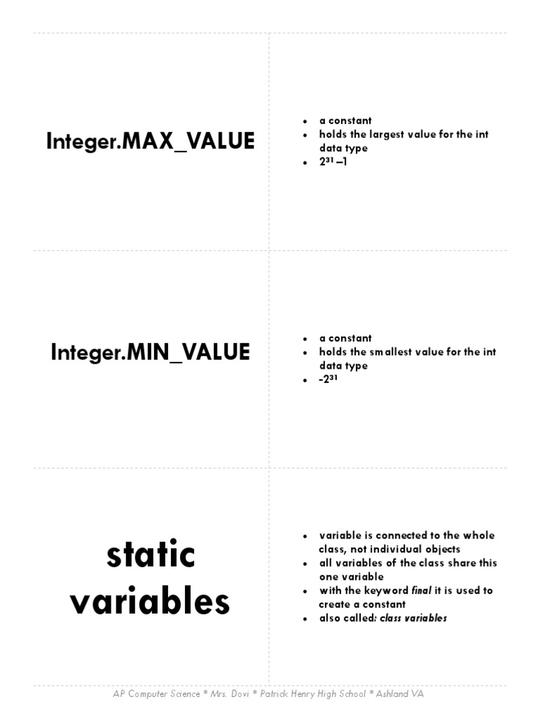 AP Flash - Cards - DOVI PDF | PDF | Class (Computer Programming) | Method (Computer Programming)