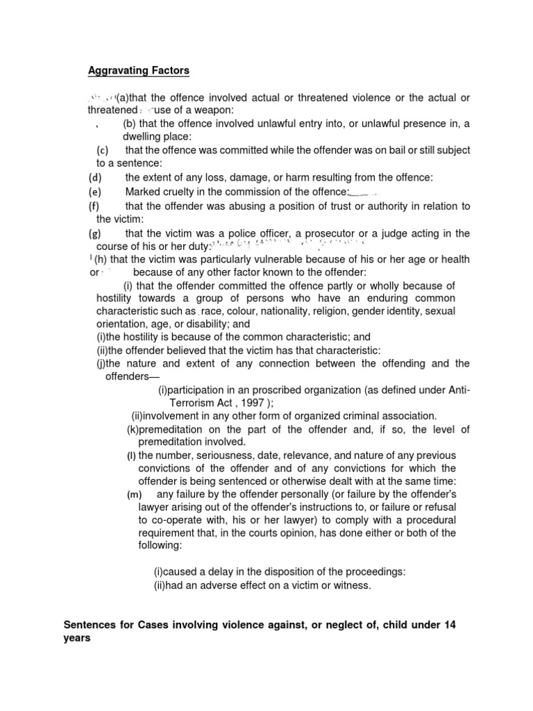 Aggravating & Mitigating Factors | PDF | Sentence (Law) | Plea