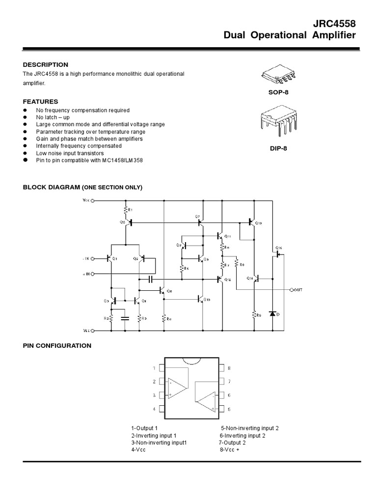 Ic JRC 4558 | PDF | Operational Amplifier | Amplifier