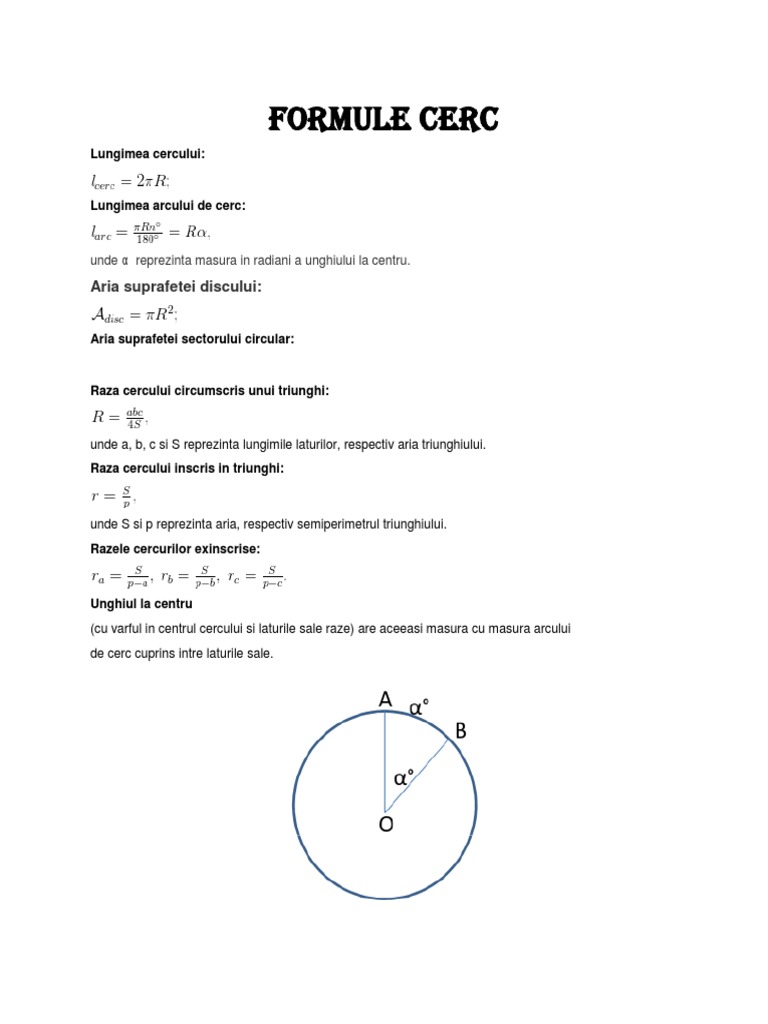 Formule Cerc | PDF