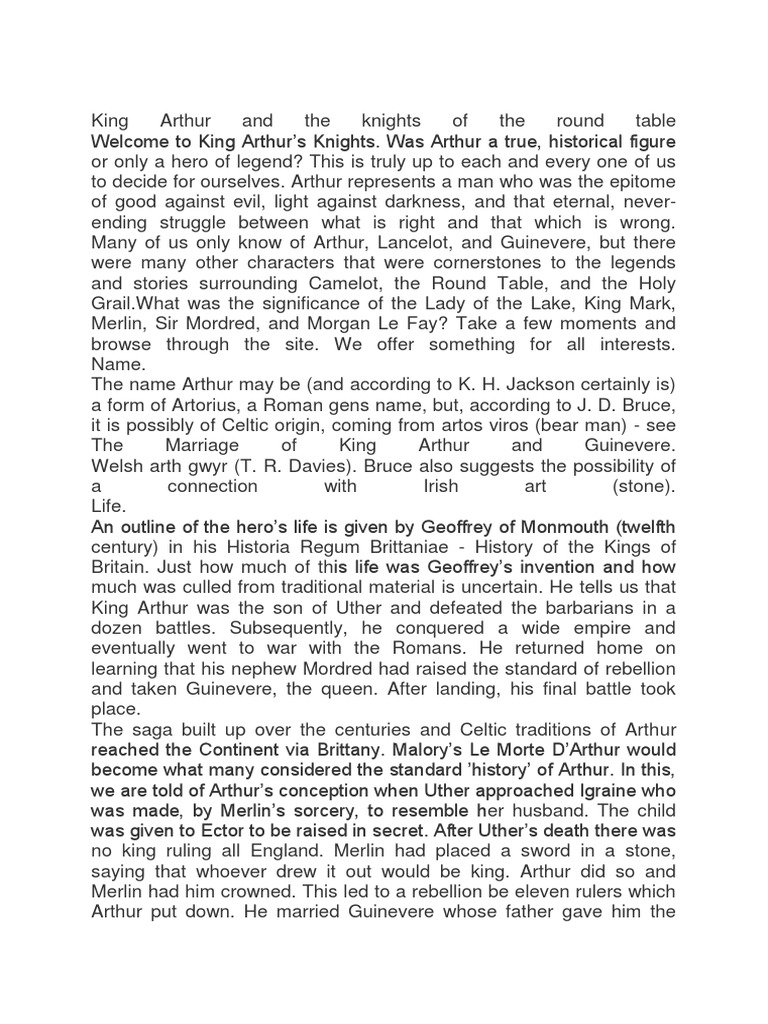 King Arthur and The Knights of The Round Table | PDF | King Arthur ...