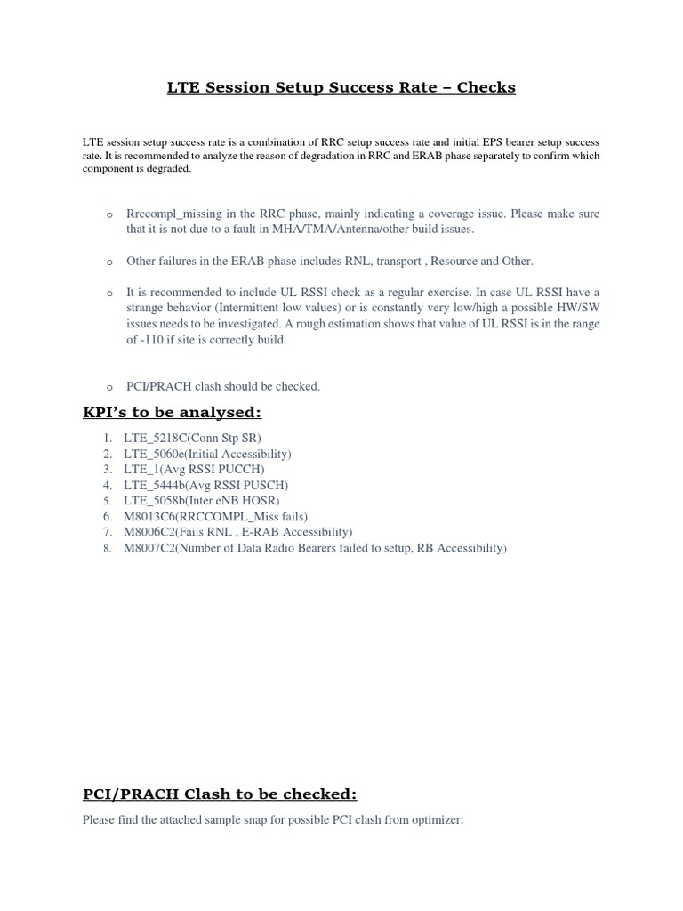 LTE Session Setup Success Rate | PDF