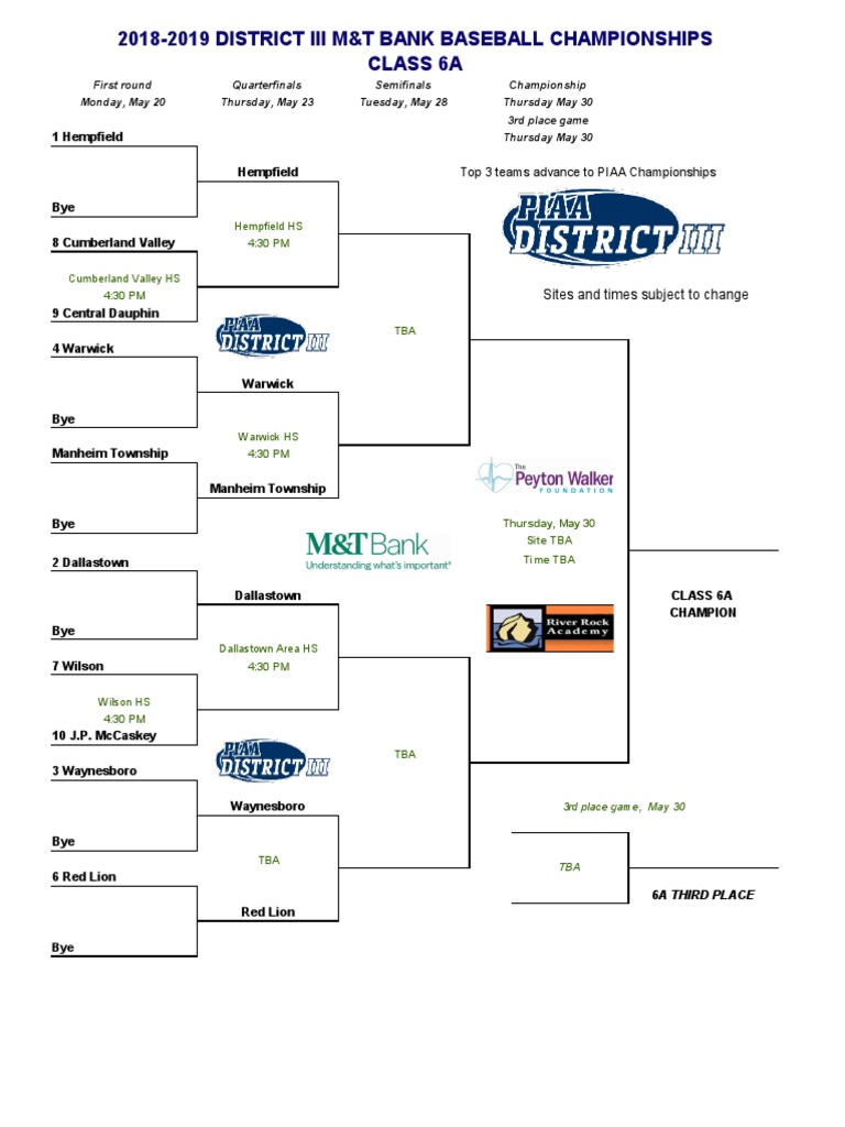 PIAA District 3 6A Baseball Bracket | PDF