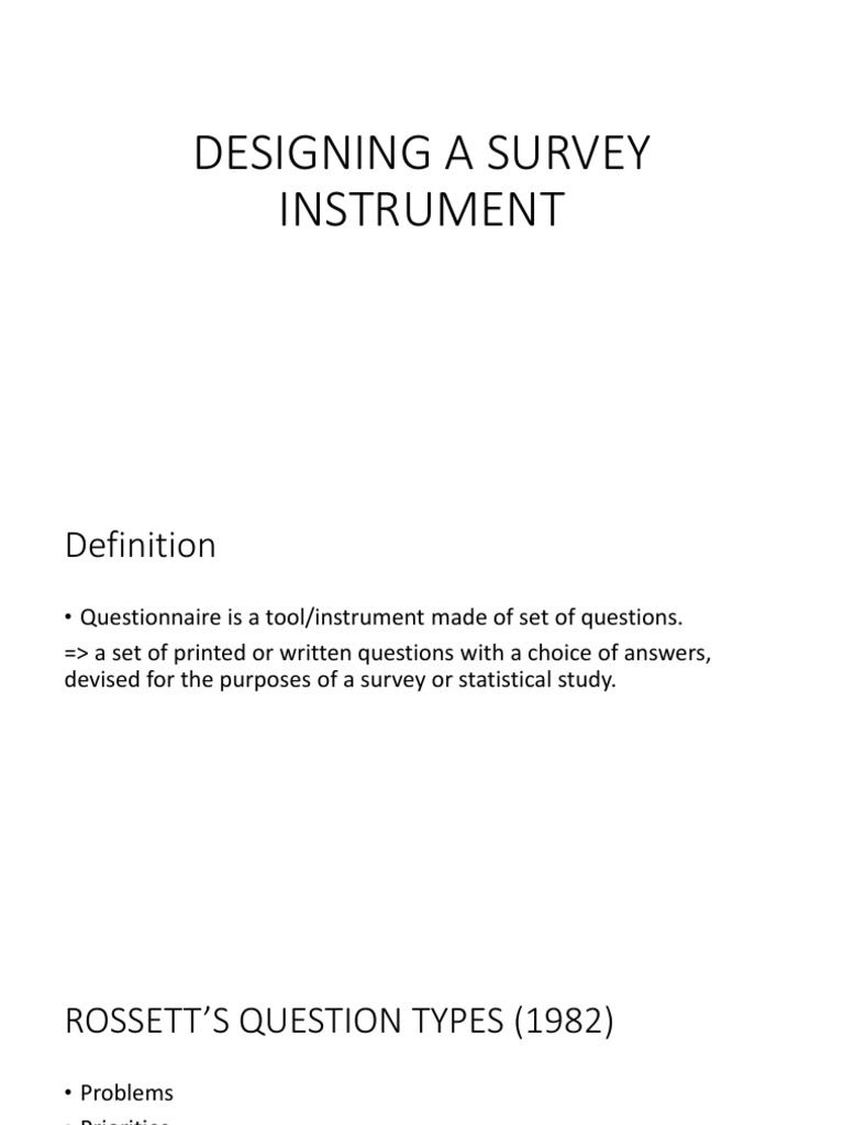 Designing A Survey Instrument | PDF