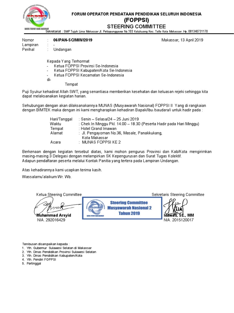 Undangan Munas Fiks | PDF