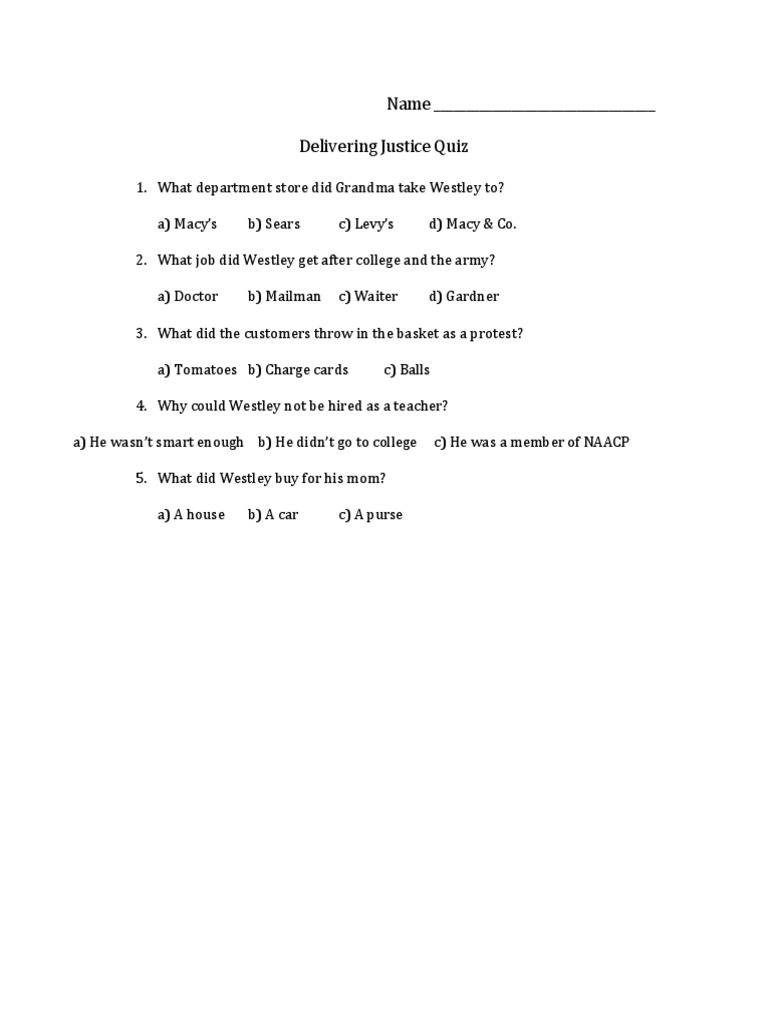 Delivering Justice Quiz Questions | PDF | Career & Growth | Social Science