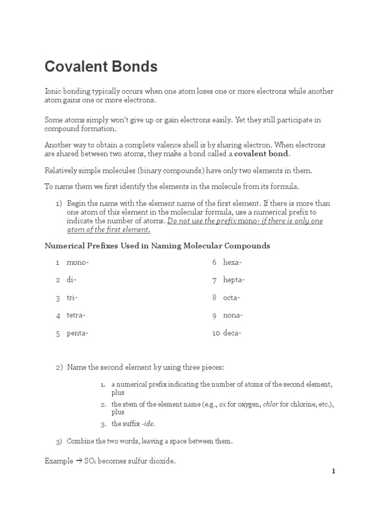 Covalent Bonds | PDF | Covalent Bond | Valence (Chemistry)