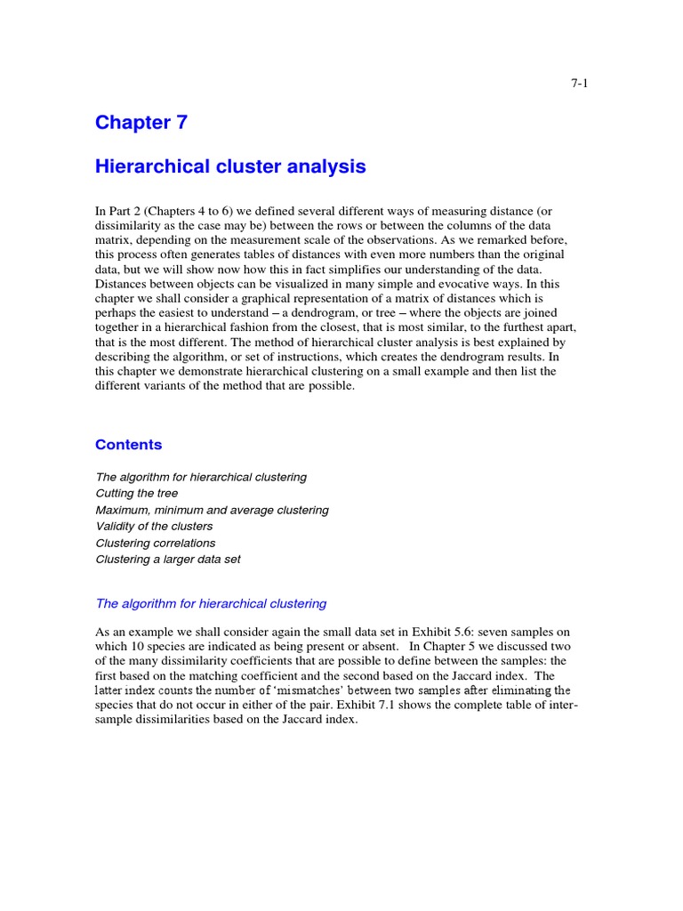Hierarchical Cluster Analysis: The Algorithm For Hierarchical Clustering | PDF | Cluster ...