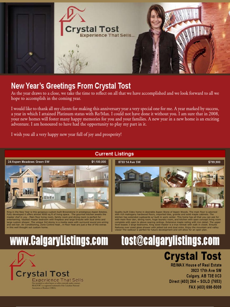 New Year's Greetings From Crystal Tost | PDF | Real Estate Broker ...