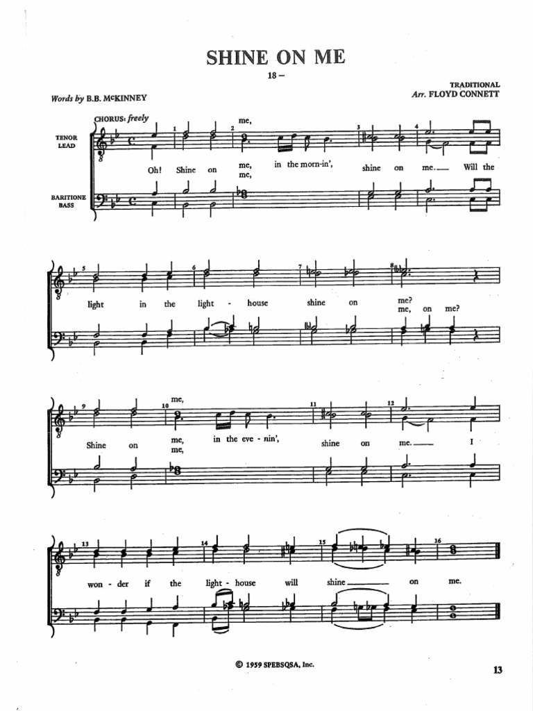 Shine On Me: Traditional Words by B.B. Mckinney Arr-Fl0Yd Connett | PDF