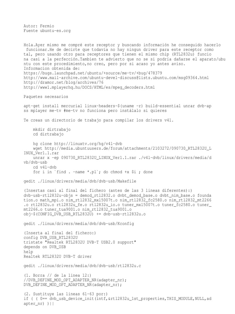 RTL2832 en UBUNTU | PDF | Informática | Tecnología digital