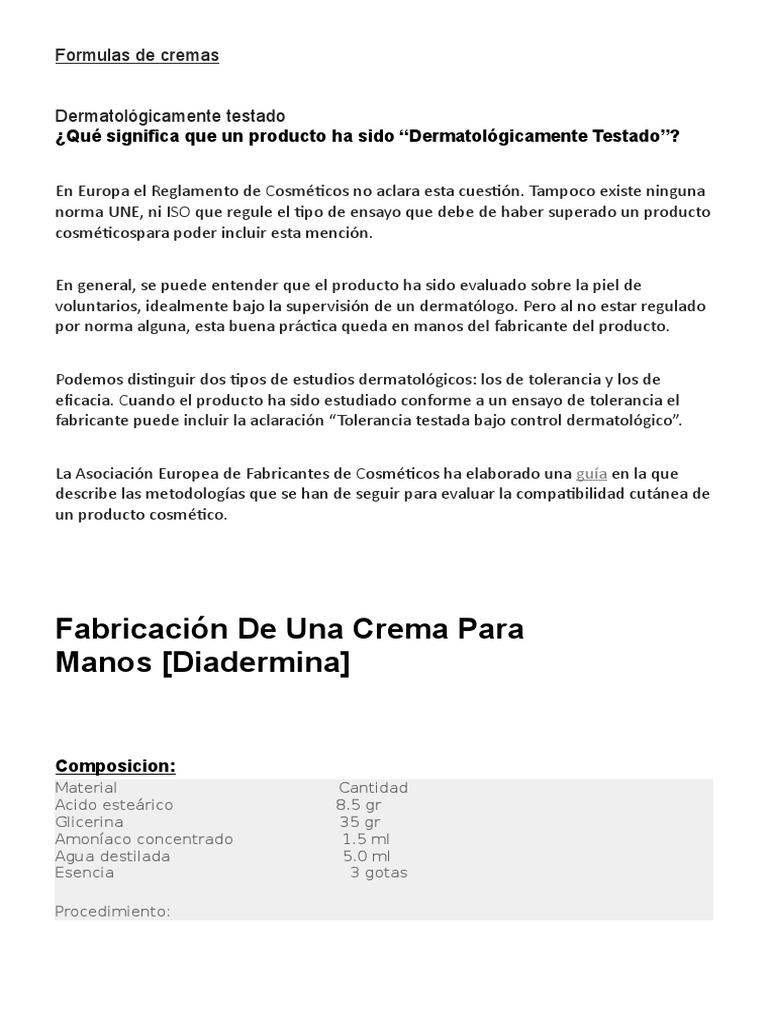 Formulas de Cremas | PDF | Aceite de oliva | Cera