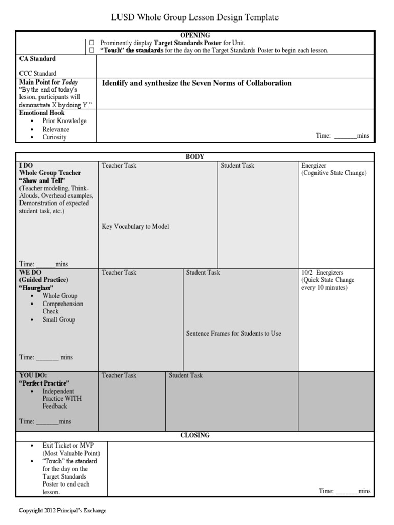 LUSD Lesson Design Template | PDF