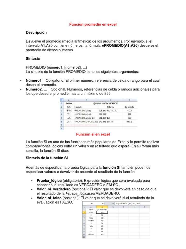 Función Promedio en Excel | Descargar gratis PDF | Función (Matemáticas ...