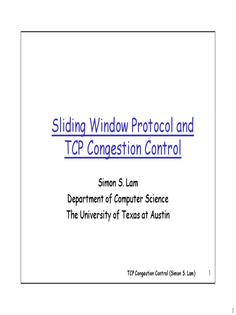 Sliding Window Protocol and TCP Congestion Control | PDF | Network ...