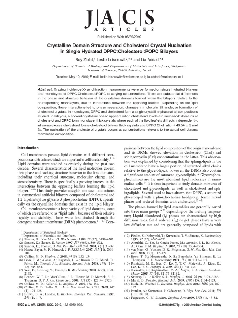 Crystalline Domain Structure and Cholesterol Crystal Nucleation in ...