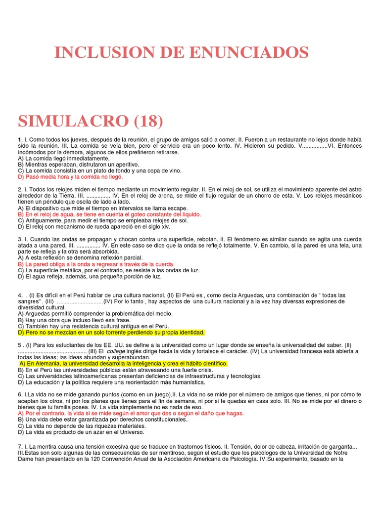 Inclusion de Enunciados Completo | PDF