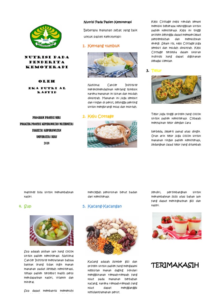 Leaflet NUTRISI PADA PENDERITA KEMOTERAPI | PDF